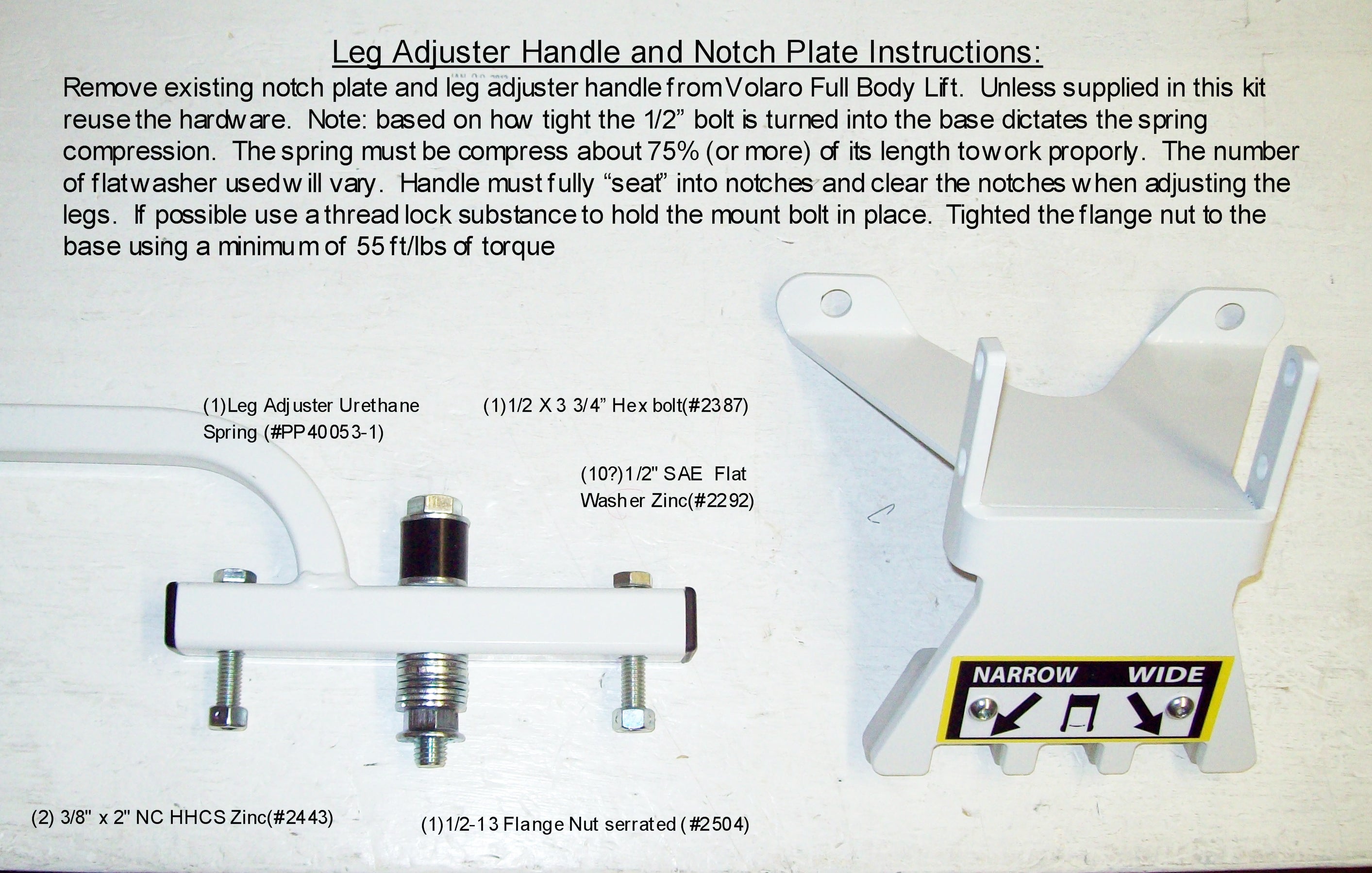 71300K - Notch Plate and Leg Adjuster Kit – SMT Health Systems Store